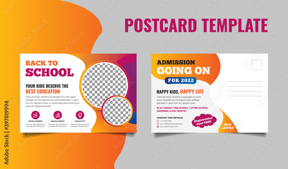 Back to school postcard template. School Education Postcard template ...