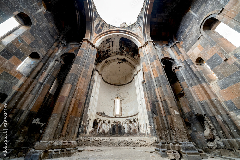 Interior of Ani Cathedral. Ani was an important Armenian city, one of ...