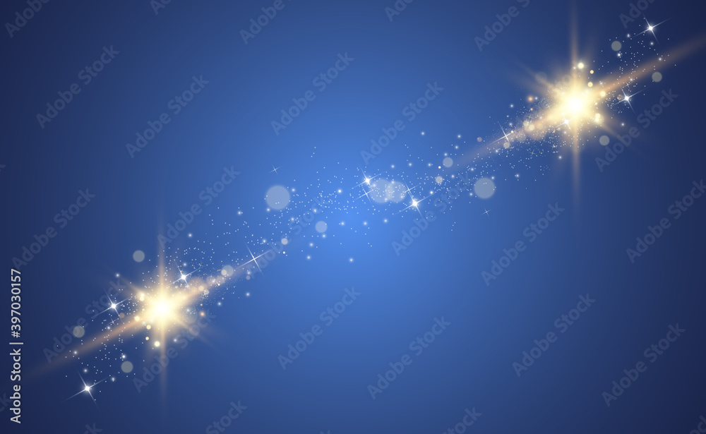 Vector Gold Sparkles, magic, bright light effect on a transparent ...