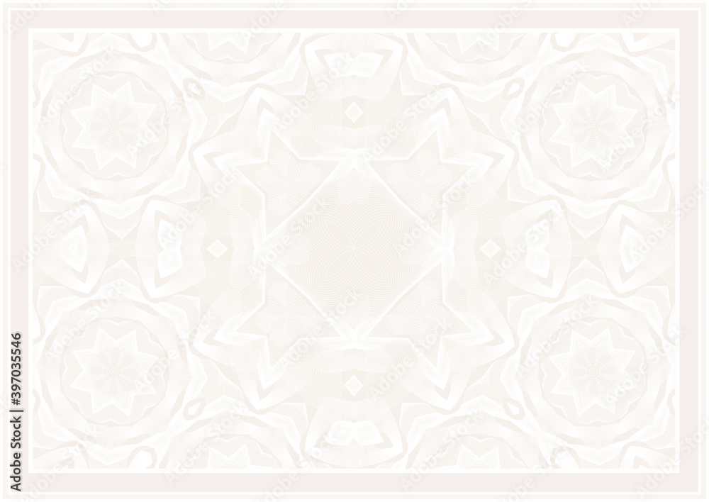 Wavy abstract line background (guilloche watermark pattern) with frame ...