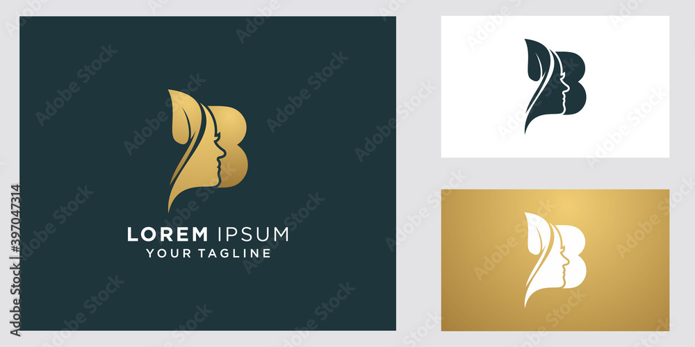 Letter b with luxury natural feminine beauty logo template Stock Vector ...