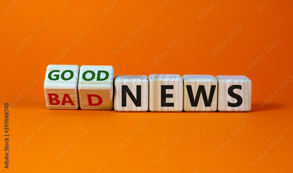 Good or bad news concept. Fliped cubes and changed the words 'bad news ...