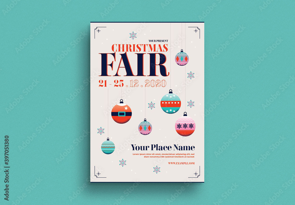 Christmas Ball Flyer Layout Stock Template | Adobe Stock
