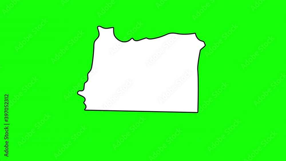 Oregon State of USA with pointer in capital city Salem. Animated close ...