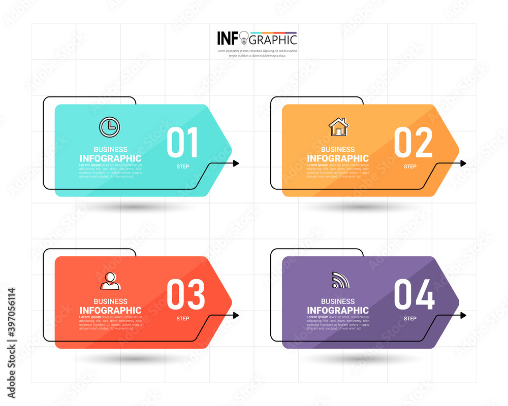 Four Steps Timeline Infographics design template. Stock Vector | Adobe ...