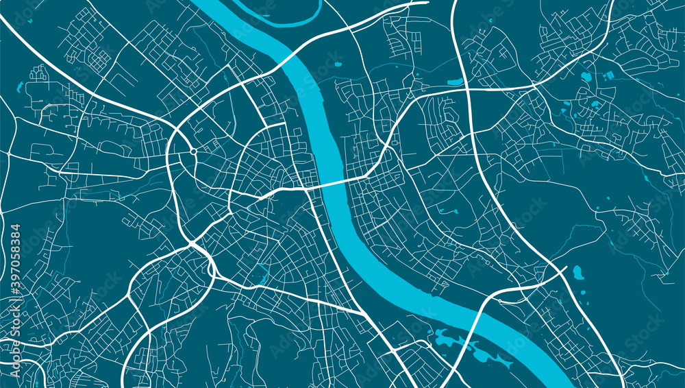 Detailed map of Bonn city, linear print map. Cityscape panorama. Stock ...