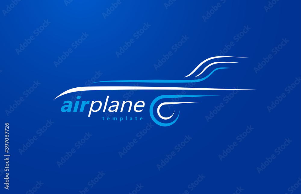 Airplane logo lines style plane silhouette white color Stock Vector ...