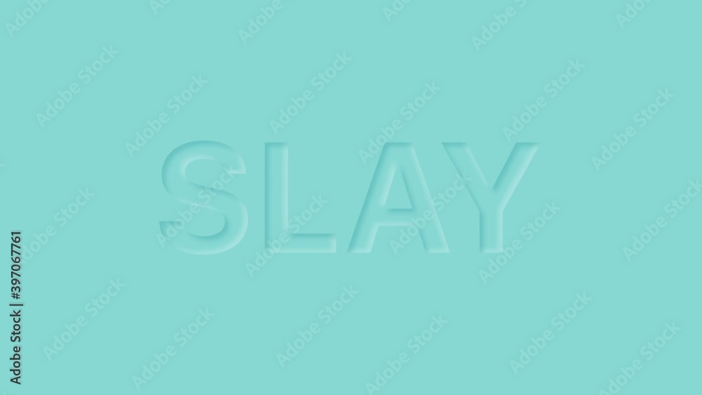 Word Slay in pastel color. Trendy neumorphism loop animation. Text with ...