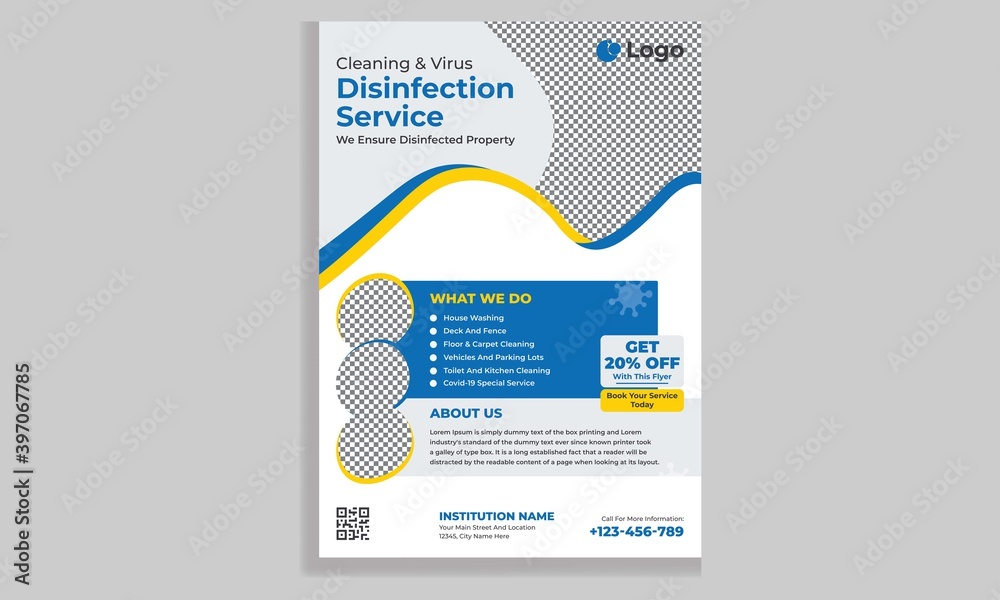 Cleaning and disinfection flyer design template, cleaning service flyer ...
