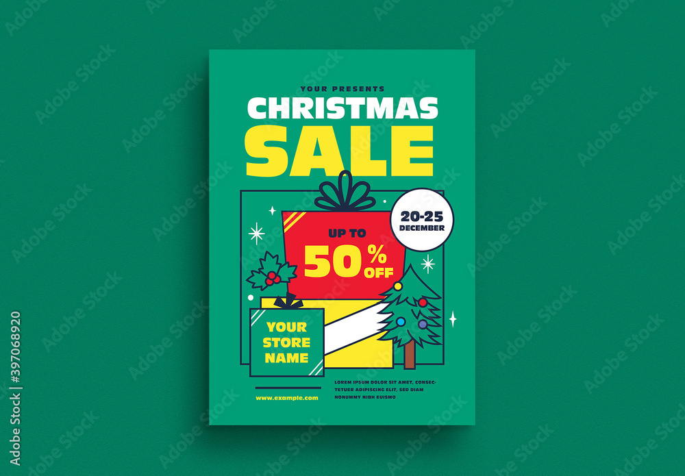 Christmas Sale Event Flyer Layout Stock Template | Adobe Stock
