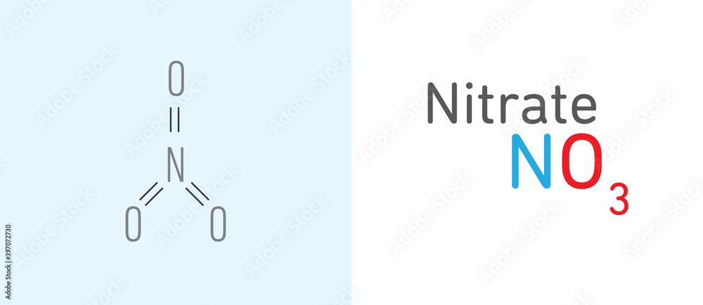 Nitrate (NO3) gas molecule.Stick model. Structural Chemical Formula ... Nitrate (NO3) gas molecule.Stick model. Structural Chemical Formula ...