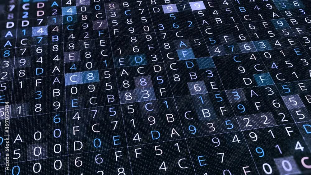 Changing numbers and letters. Animation. Colored background of cells ...