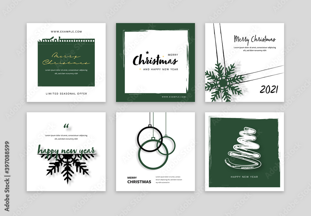 Minimal Christmas Social Media Post Layouts Stock Template | Adobe Stock