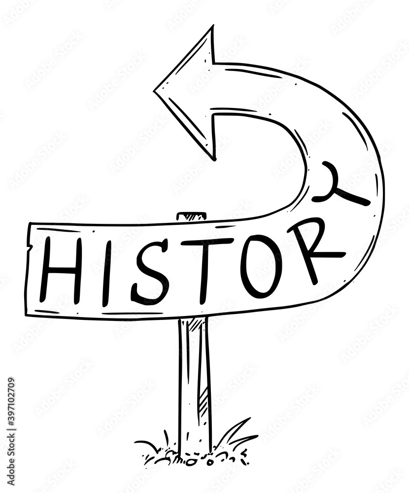 Vector cartoon illustration of history arrow sign bent back, pointing ...