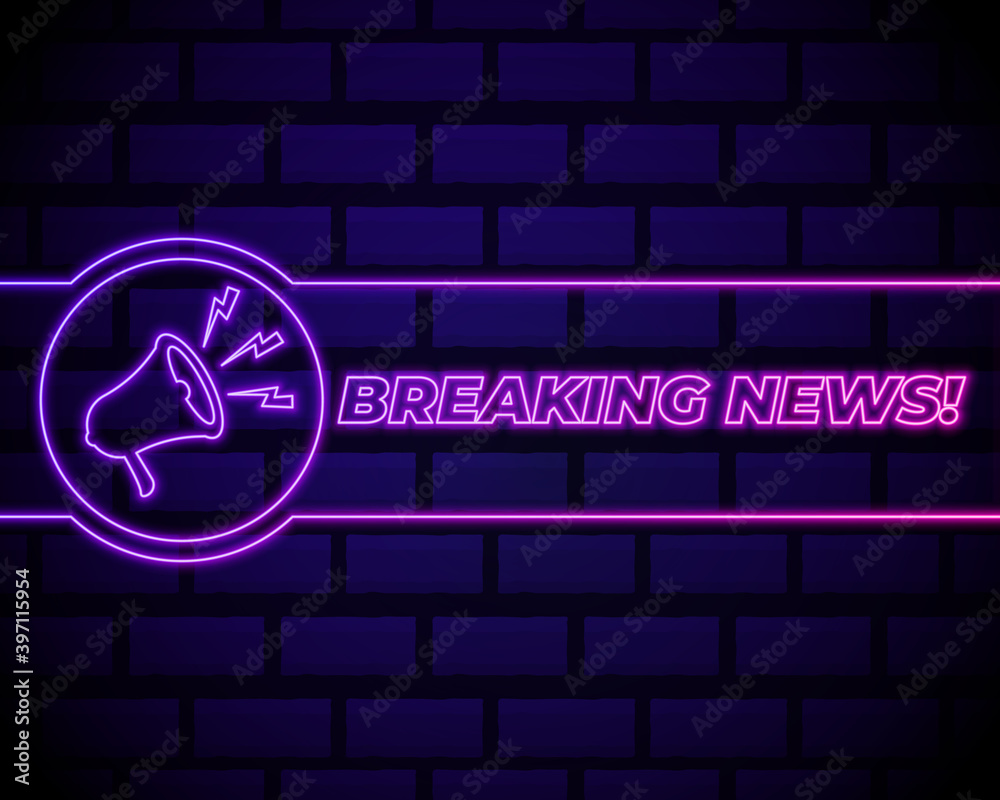 Latest News sign vector design template. Breaking News neon logo, light ...