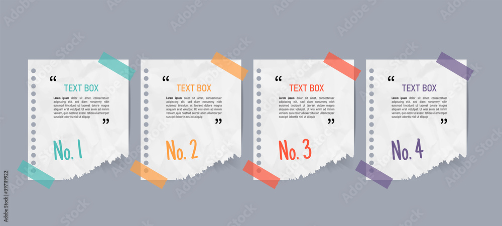 Text box design with note papers. Stock Vector | Adobe Stock