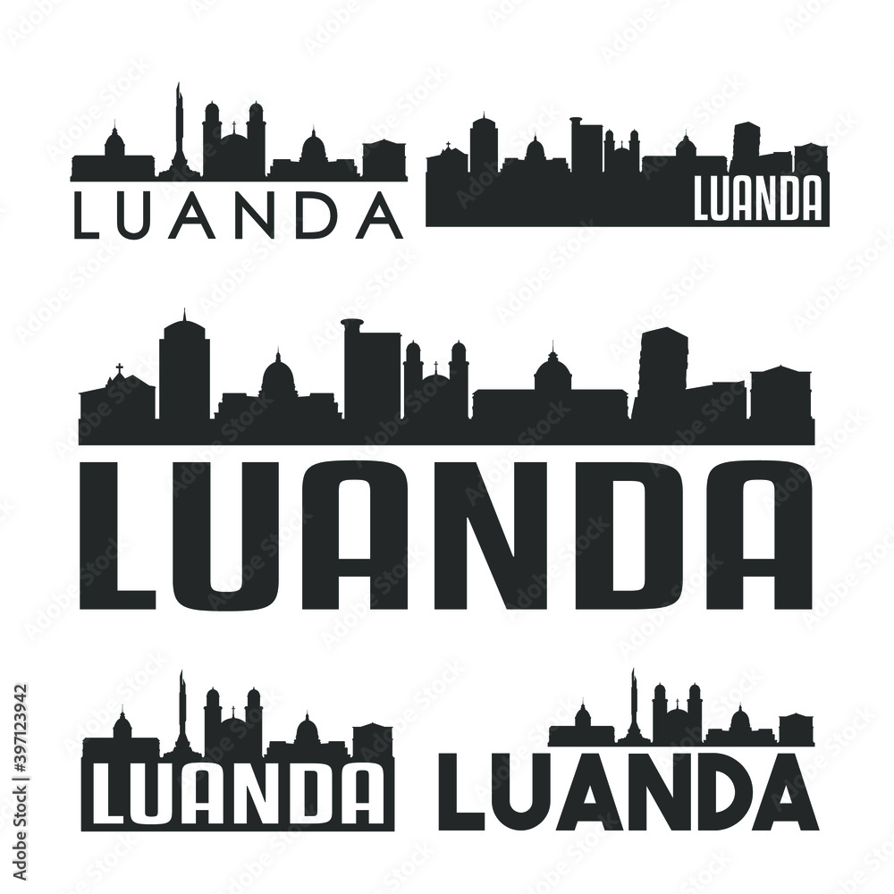 Luanda Angola Flat Icon Skyline Vector Silhouette Design Set Logos ...