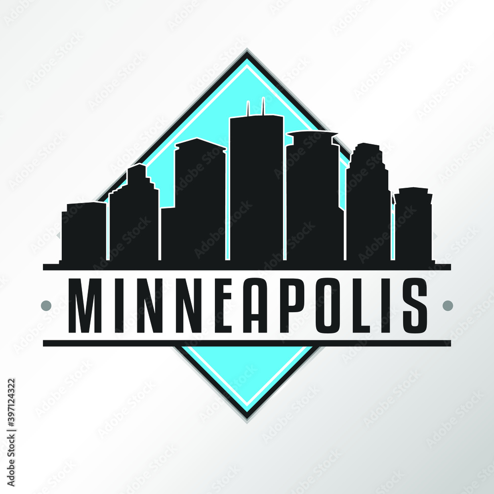 Minneapolis Minnesota Skyline Logo. Adventure Landscape Design. Vector ...