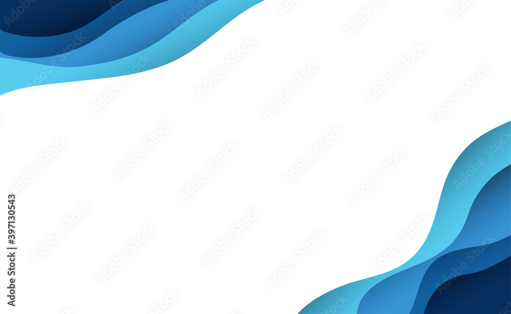 Abstract Modern Blue Wave Frame Border Banner Vector Background And Blank Space Stock Vector