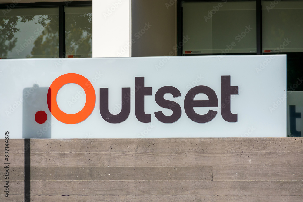 Outset sign logo on company headquarters. Outset Medical, Inc. develops ...