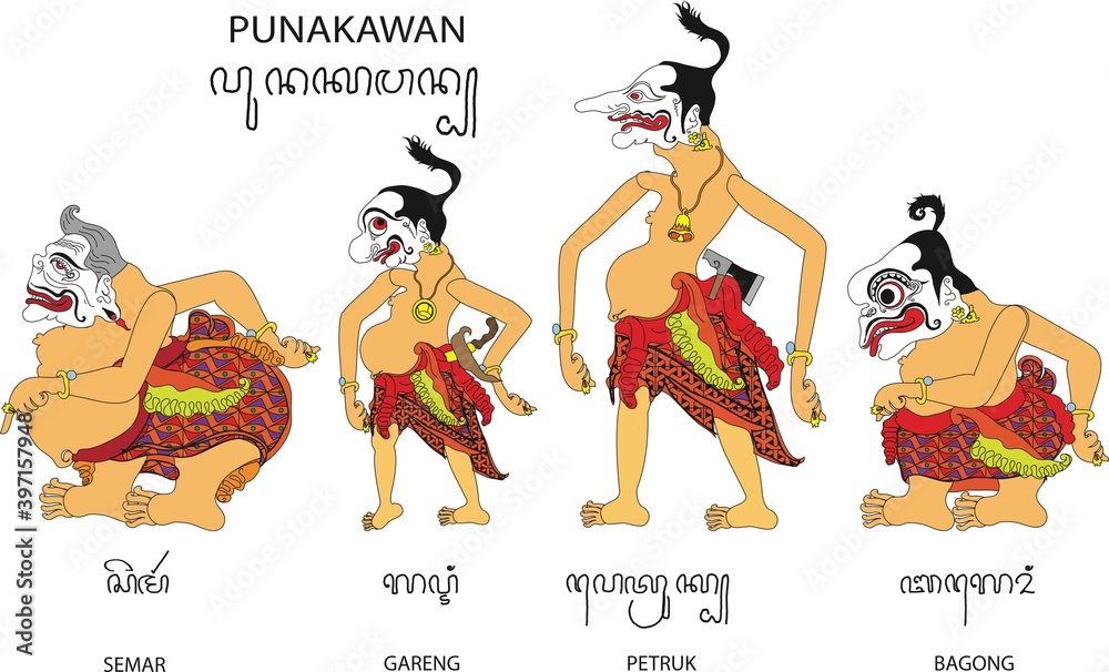 Wayang Punakawan Clowns Character, Indonesian Traditional Shadow Puppet ...