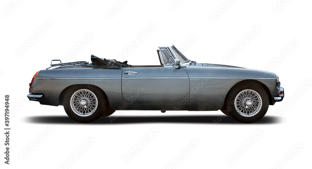 Classic cabrio car, side view isolated on white background Stock Photo ...