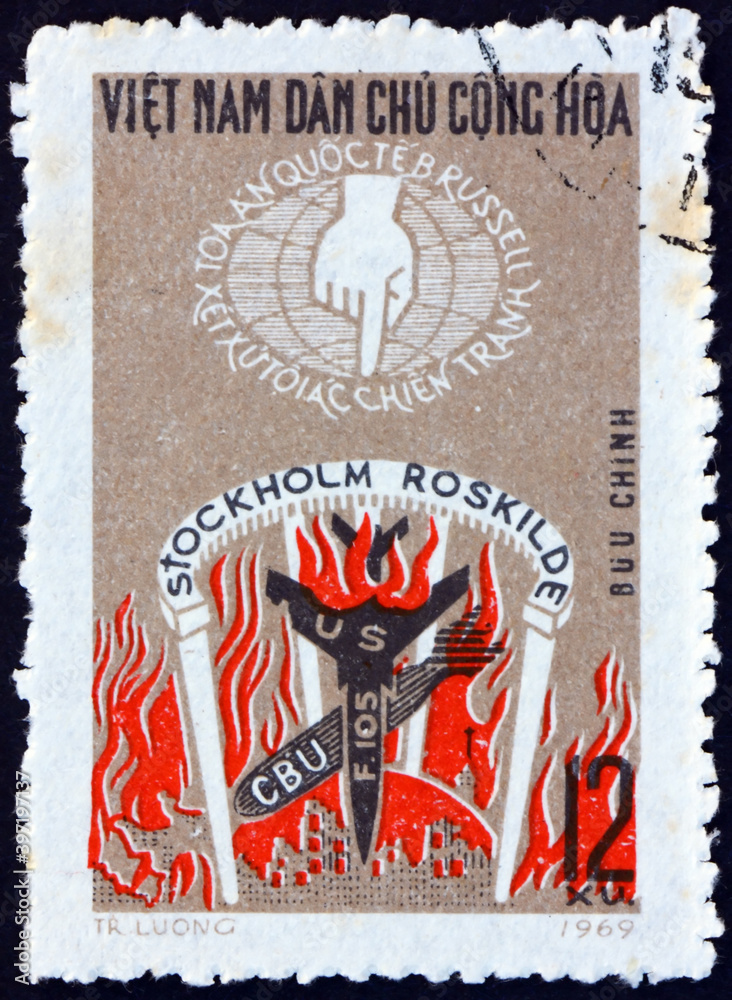 Postage stamp Vietnam 1969 Bertrand Russell War Crimes Tribunal Stock ...