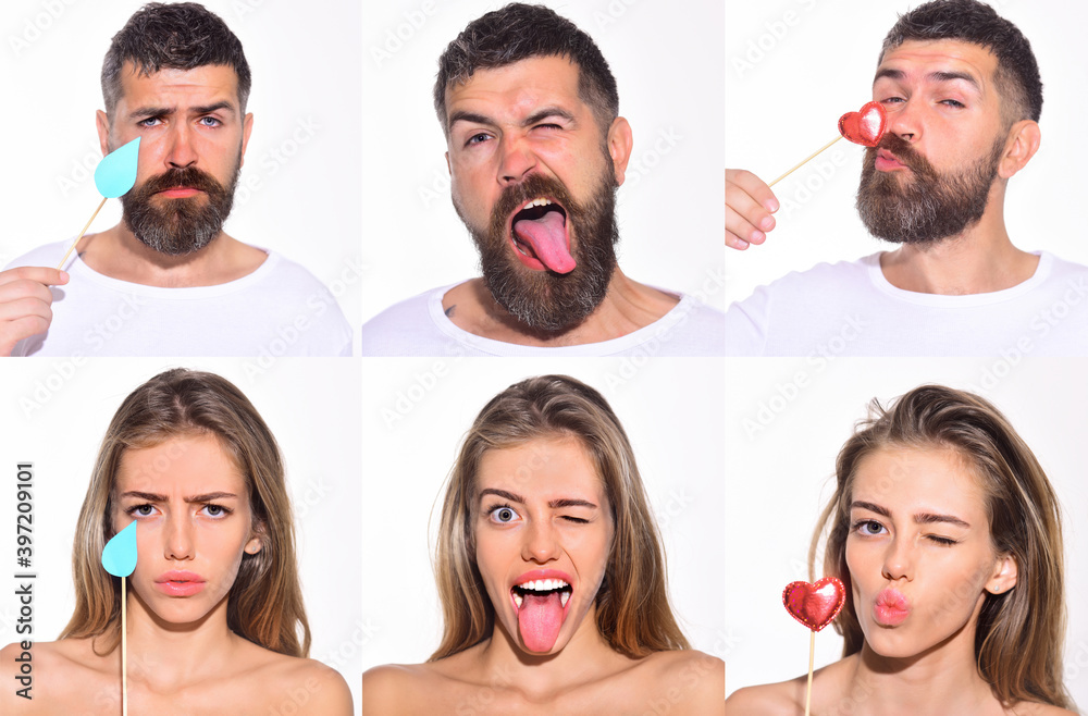 Set of emotions. Different emotions. Collage of different emotions ...