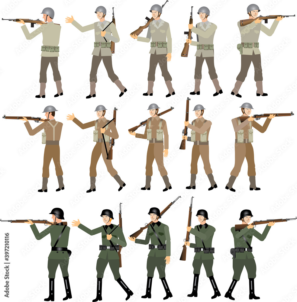 World War Two Soldier Set, American, British and SS German, WW2 Troop ...