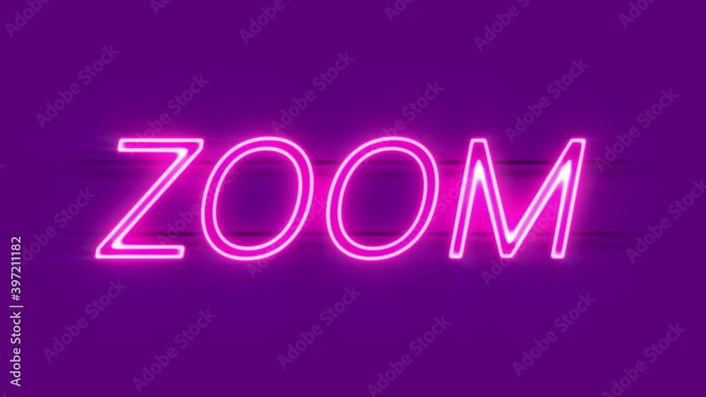 Zoom neon sign appear on violet background. Loop animation of retro ...