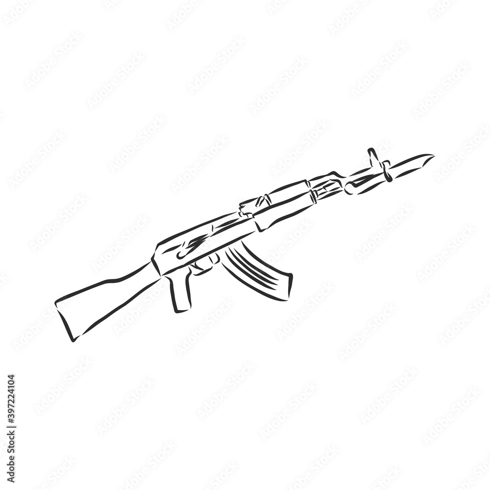 Assault rifle . Doodle style. assault rifle vector sketch illustration ...