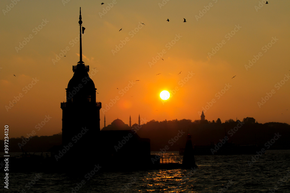 Istanbul, Bosphorus, Uskudar. Ancient lighthouse of the Ottoman period ...
