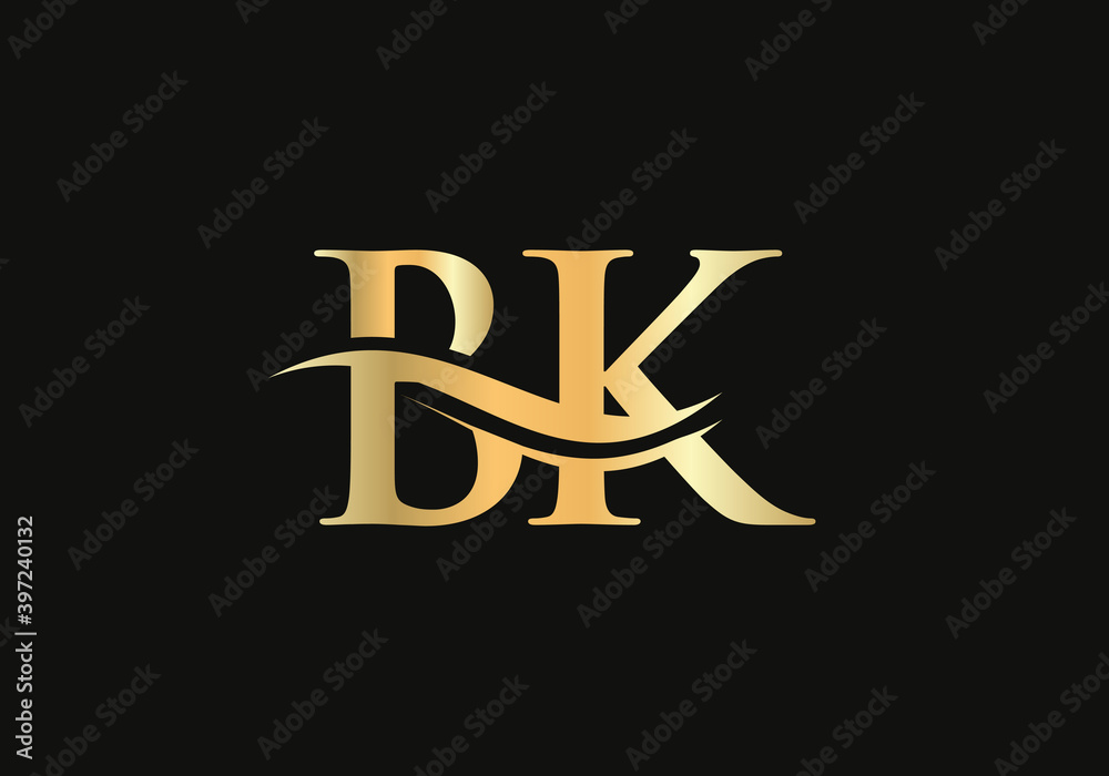 Minimal BK letters logo Modern Trendy with gold color. BK Logo design ...