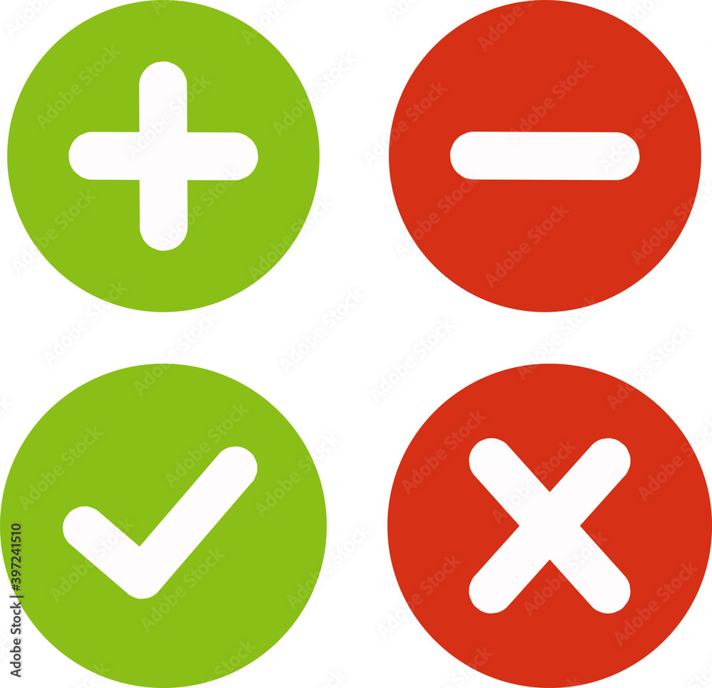 Plus and minus icon set. Vector illustration Stock Vector | Adobe Stock