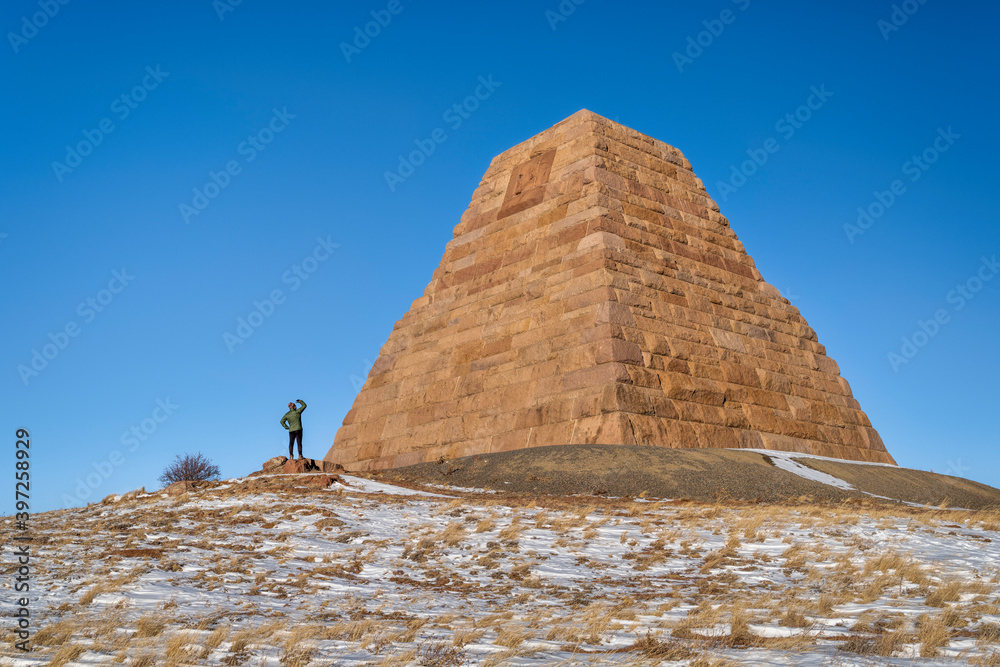 Ames Monument, a large pyramid at the highest point on the ...