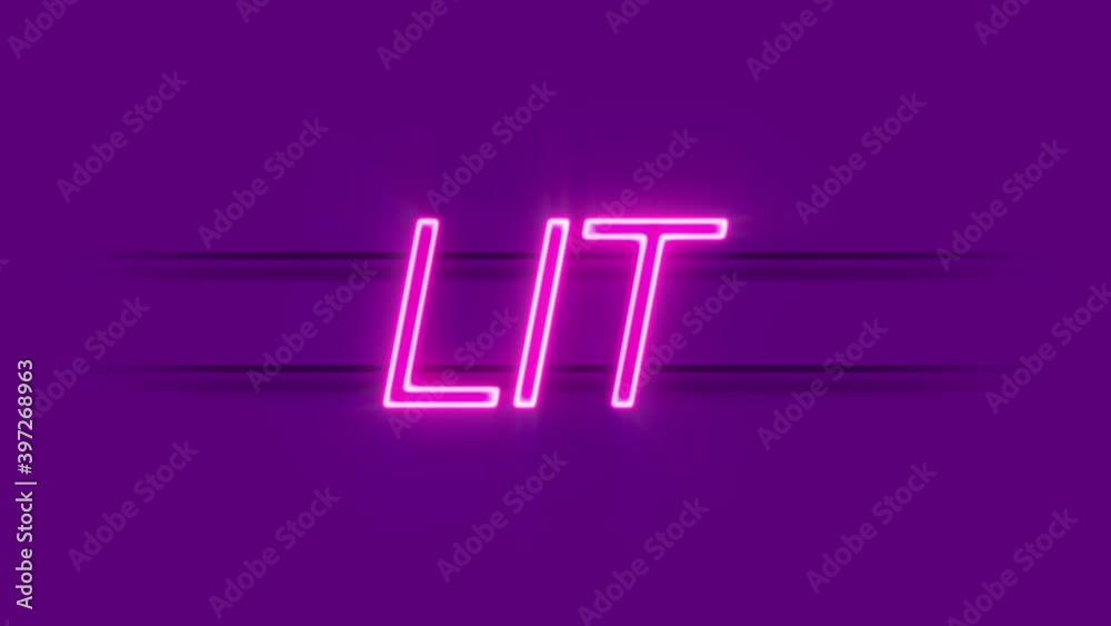 Lit neon sign appear on violet background. Loop animation of retro neon ...