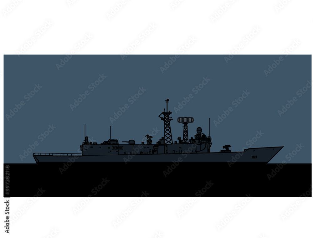 US Navy Oliver Hazard Perry-class guided-missile frigate. Vector image ...