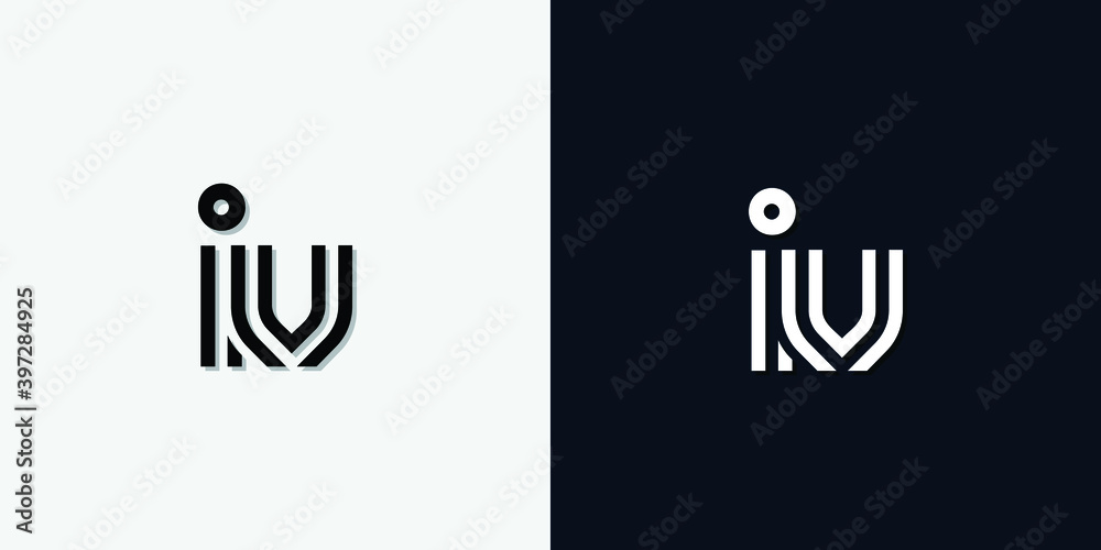 Modern Abstract Initial letter IV logo. This icon incorporates two ...
