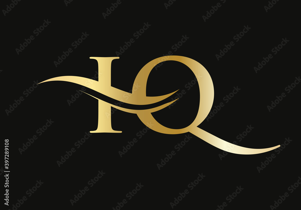 Minimalist Letter IQ Logo Design with water wave concept. IQ letter ...