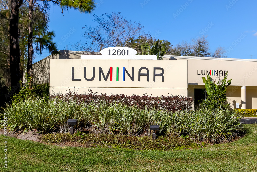 Luminar technology sign is seen outside their headquarters in Orlando ...