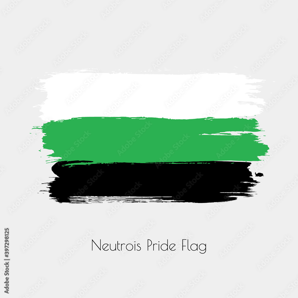 Neutrois lgbt vector watercolor flag. Hand drawn ink dry brush stains ...