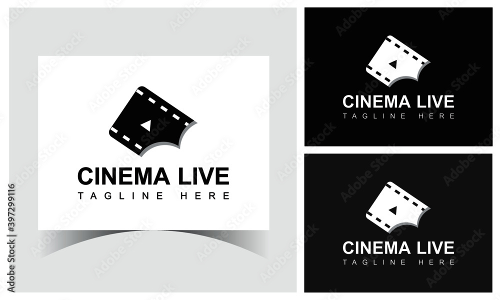 Cinema Live Logo Design Template-Film strip, simple conceptual logo ...