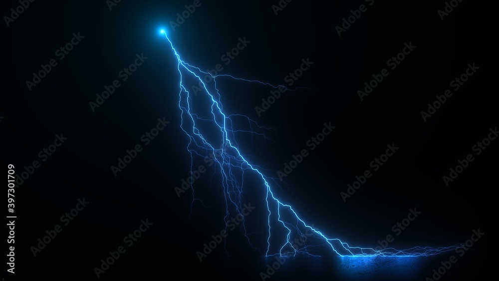Glowing Thunder Light Effect In Black Background Stock Illustration ...