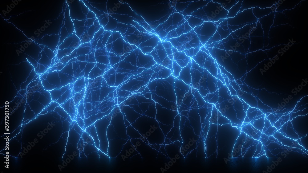 Glowing Thunder Light Effect In Black Background Stock Illustration ...