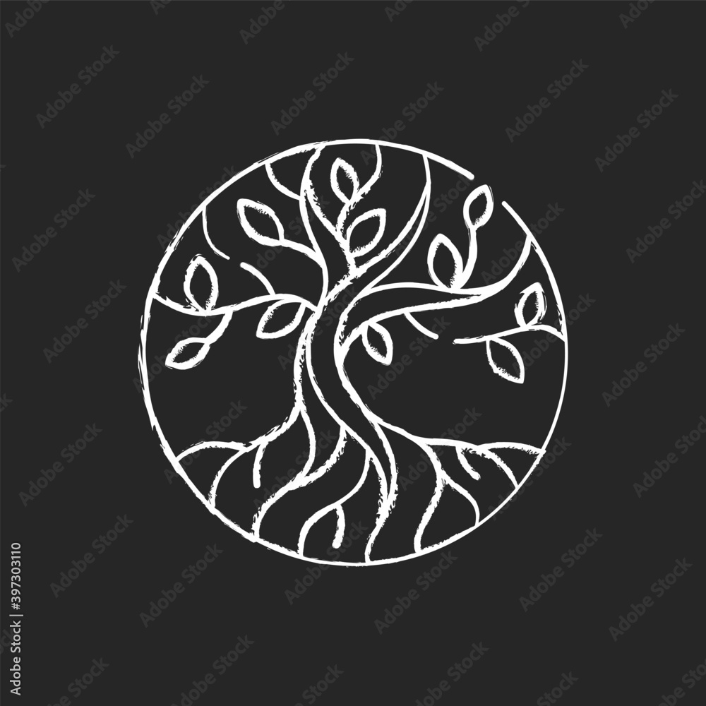 Life tree chalk white icon on black background. Metaphor for Torah ...