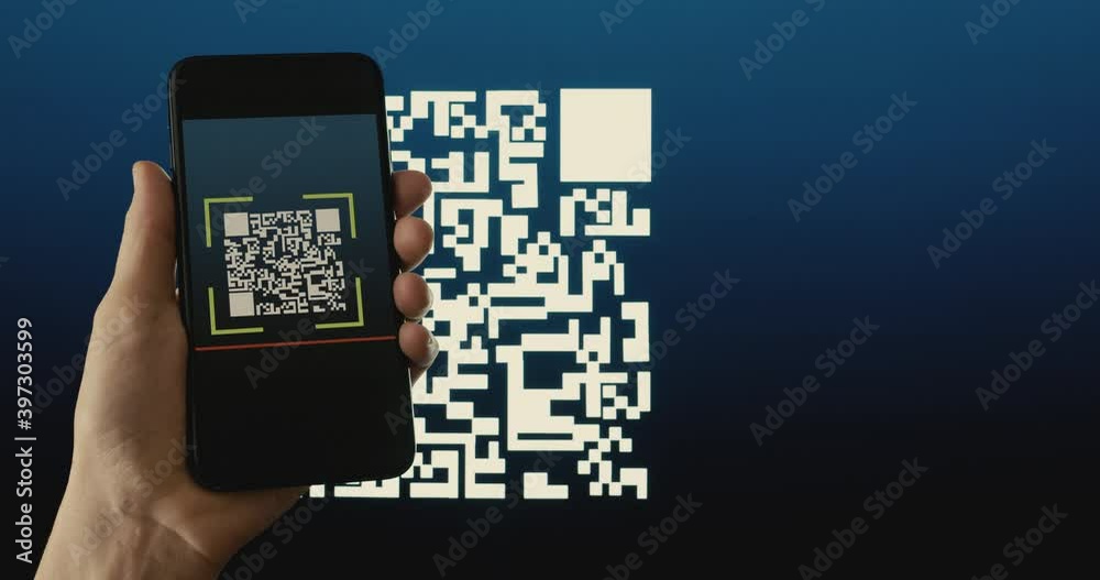 Scanning QR code with mobile phone Stock Video | Adobe Stock