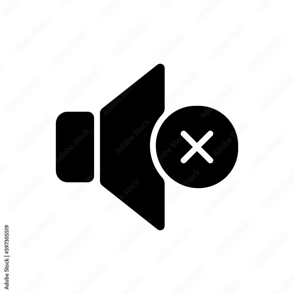 Silent mode setting black glyph icon. Sounds control. Silence notifications, calls and messages ...
