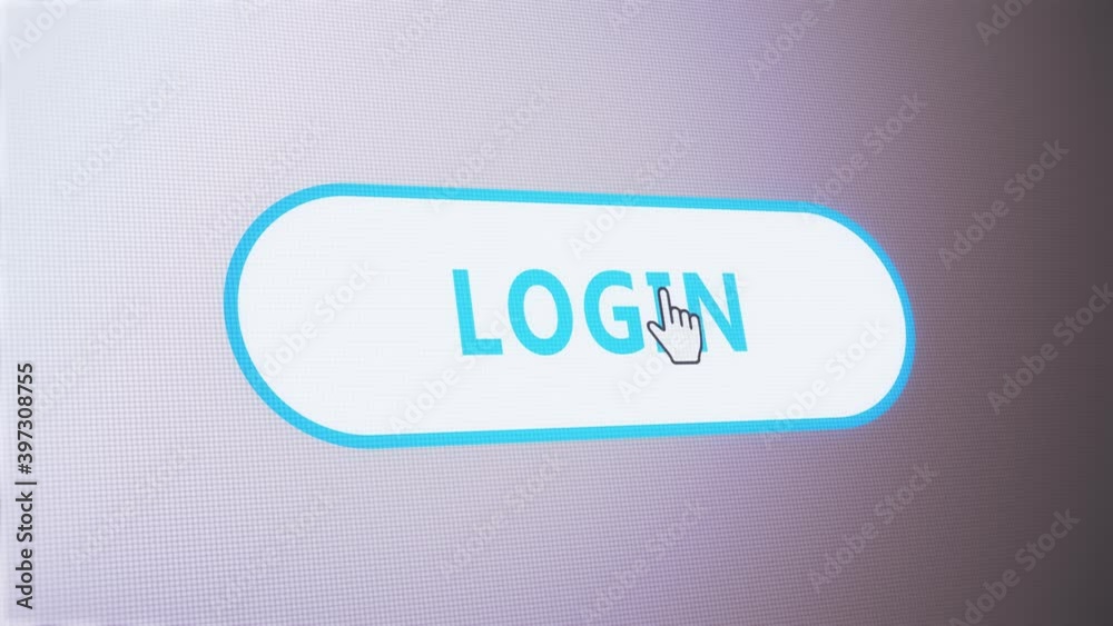 Login button tag pressed on computer screen by cursor pointer mouse ... Login button tag pressed on computer screen by cursor pointer mouse ...