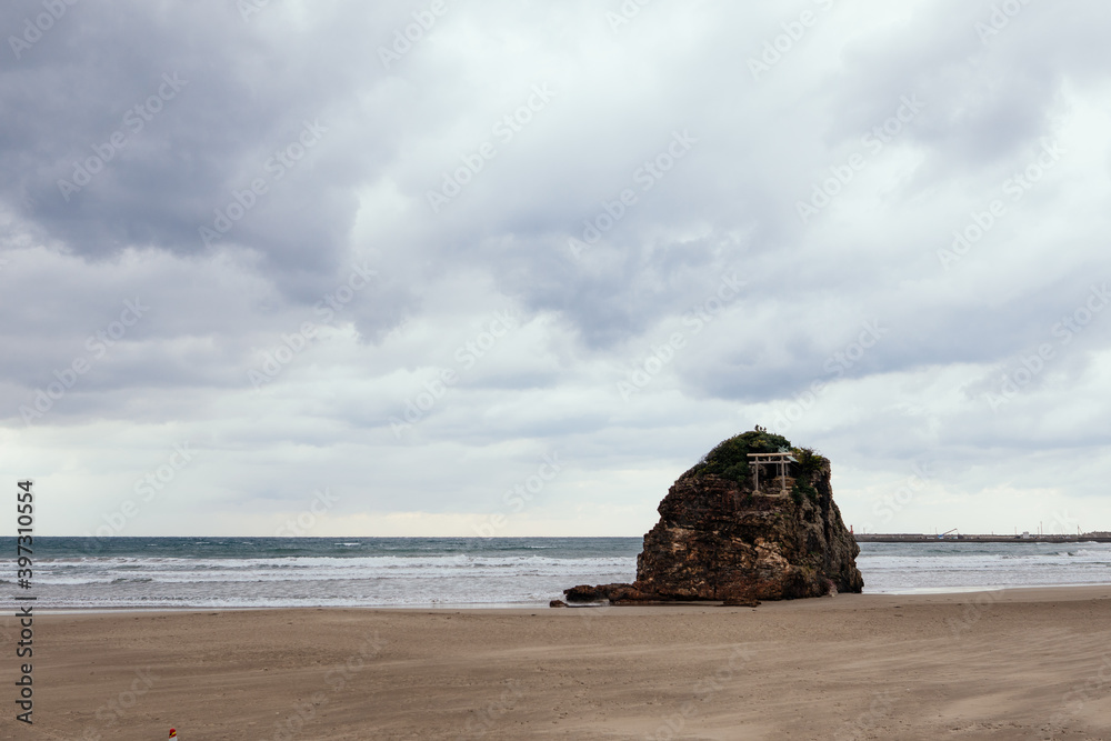 Solo Rock at the Beach, The Torii Standing on it, Special Place for ...