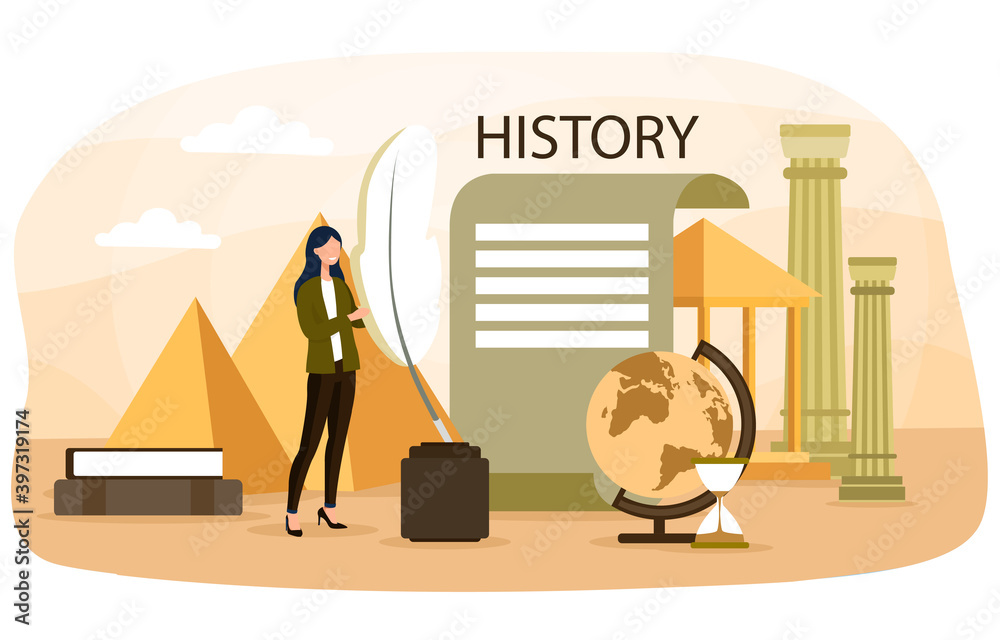 Abstract concept of history science. History school subject. Idea of ...